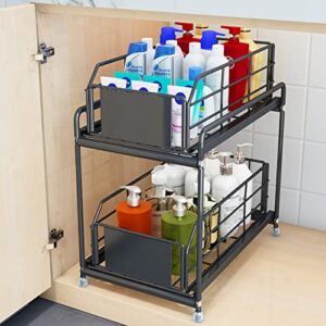 yeplins under sink organizers and storage, 2 tier bathroom organizer countertop,bathroom organizer under sink drawers slide out storage shelf