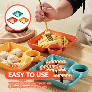 Luxshiny Food Trays 3PCS Dumpling Plates, Chip and Dip Set Sushi Plate Food Serving Plate with Sauce Divider for Home Kitchen Party Nacho Trays