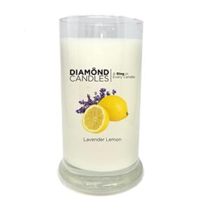 diamond candles 21oz lavender lemon, 1-wick candle - a ring in every candle- hand poured, soy wax, paraben and phthalate free