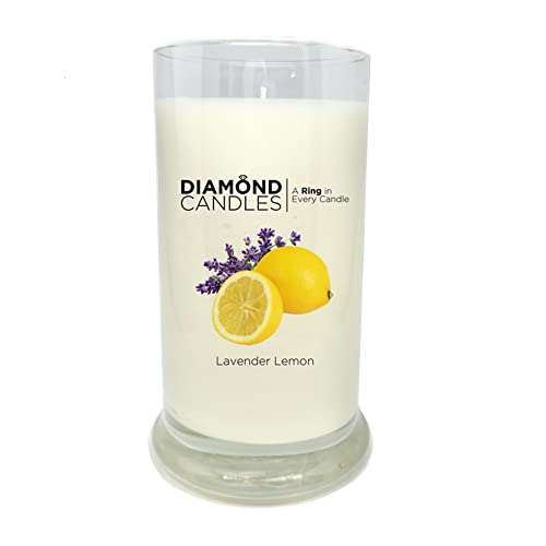 Diamond Candles 21Oz Lavender Lemon, 1-Wick Candle - A Ring in Every Candle- Hand Poured, Soy Wax, Paraben and Phthalate Free