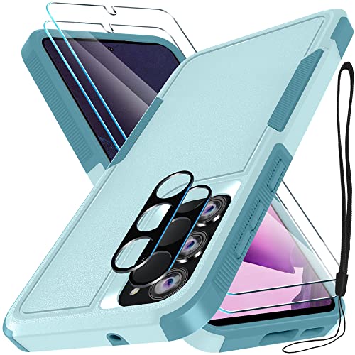 Samsung Galaxy S23 5G Case with Screen Protector + Camera Lens Cover [ Not for S23+],Heavy Duty Shockproof Full Body Protective Phone Cover,2023 Mint Green