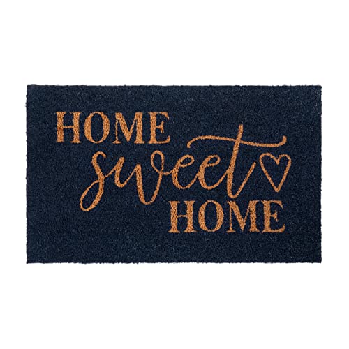 Flash Furniture Harbold Indoor/Outdoor Coir Doormat - Navy Background with Natural Home Sweet Home Message - 18" x 30" - Non-Slip Backing