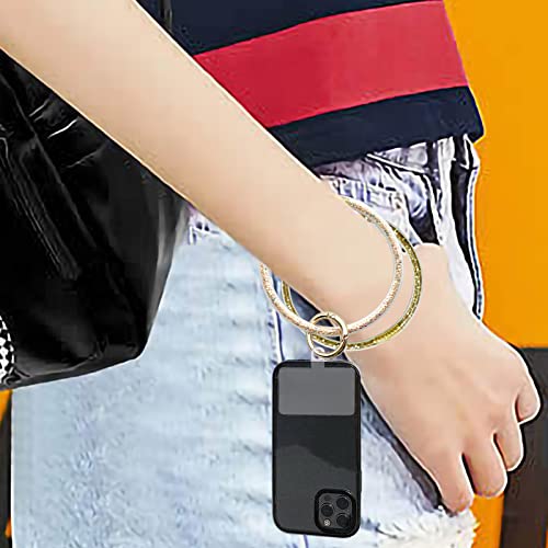 BERITNI Wrist Lanyard, Fashion Bling Phone Lanyard Wrist Strap Keychain Holder, Cell Phone Wrist Strap Loop, Silicone Phone Wristlet Charm Compatible with iPhone, Smartphones, Yellow + Gold