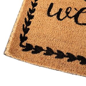 Flash Furniture Harbold Indoor/Outdoor Coir Doormat - Natural Background with Black Welcome Message - 18" x 30" - Non-Slip Backing