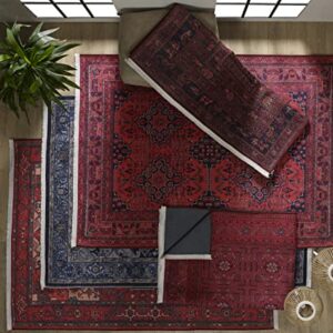 Kilimiz Rugs Washable Rug Premium, Area, Vintage - Traditional, No Feathers, Carpet for Entrance Living, Living Room, Bedroom, Dining, Office, Kitchen - RED-RED 7'10"x11'1"