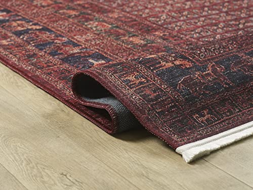 Kilimiz Rugs Washable Rug Premium, Area, Vintage - Traditional, No Feathers, Carpet for Entrance Living, Living Room, Bedroom, Dining, Office, Kitchen - RED-RED 7'10"x11'1"