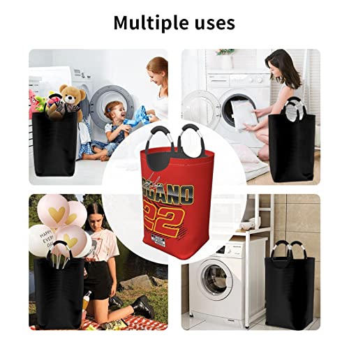 Joey Logano 22 Large Laundry Basket Laundry Hamper Bag Washing Bin Clothes Bag Collapsible Tall with Handles Waterproof Bathroom College Essentials Storage for College Dorm, Family