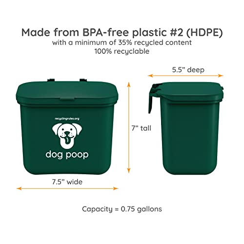 Recycling Rules Hanging Wastebasket for Dog Poop in Green