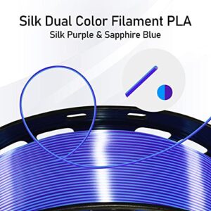 OEM MIKA3D 2 Colors Silk Purple Sapphire Blue in 1 PLA Coextrusion Filament, 1.75mm Printing 2 Colored Silk PLA, Widely Fit for 3D Printer, 2.2lbs/1kg Dual Color Material