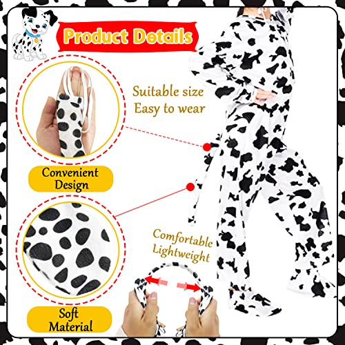 Krgiqn 3 Pack Dalmatian Dog Costume Set,Puppy Ears Black and White Dog Headband,Bow Tie Tail Head Hoops Costume Kit Accessories for Kids Halloween Christmas Cosplay,Party Decoration