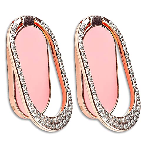 [2 Packs] Diamond-Encrusted Baked Enamel Glitter Bling Bling Phone Ring Holder, Sparkle Phone Ring Grip Artificial Diamond Stand,Rhinestone Cell Finger Ring for Phones,Pad