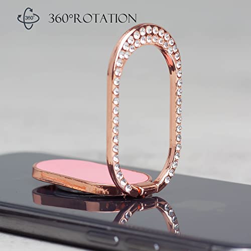 [2 Packs] Diamond-Encrusted Baked Enamel Glitter Bling Bling Phone Ring Holder, Sparkle Phone Ring Grip Artificial Diamond Stand,Rhinestone Cell Finger Ring for Phones,Pad