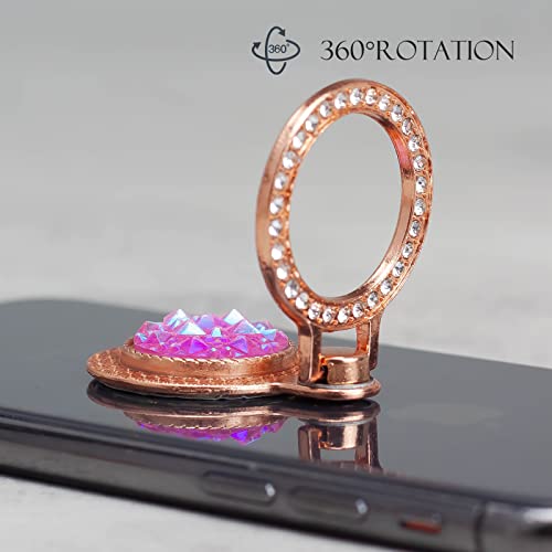 [2 Packs] Gemstones Glitter Bling Bling Phone Ring Holder, Sparkle Phone Ring Grip Artificial Diamond Stand,Rhinestone Cell Finger Ring for Phones,Pad