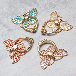 [2 Packs] Butterfly Glitter Bling Bling Phone Ring Holder, Sparkle Phone Ring Grip Artificial Diamond Stand,Rhinestone Cell Finger Ring for Phones,Pad