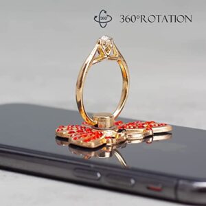 [2 Packs] Butterfly Glitter Bling Bling Phone Ring Holder, Sparkle Phone Ring Grip Artificial Diamond Stand,Rhinestone Cell Finger Ring for Phones,Pad