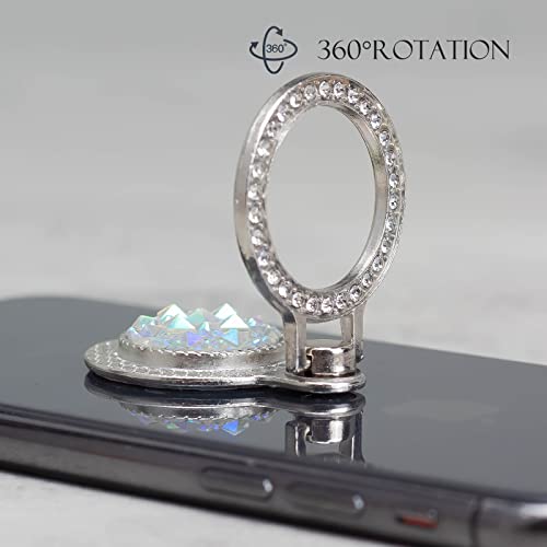 [2 Packs] Gemstones Glitter Bling Bling Phone Ring Holder, Sparkle Phone Ring Grip Artificial Diamond Stand,Rhinestone Cell Finger Ring for Phones,Pad