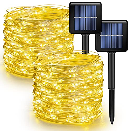 Dazzle Bright Christmas 60FT 300 Count Incandescent Mini String Lights + 2 Pack 39.4 FT 120 LED Solar Powered String Lights