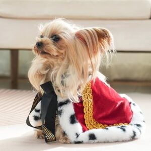 Lovelyshop pet Serial Lux Fur Cat Dog Cloak for Halloween Costumes, King Queen Prince and Princess Cosplay-XS