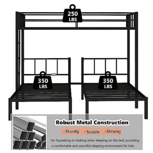 Harper & Bright Designs Triple Bunk Beds, Metal Triple Bunk Bed Twin Over Twin & Twin Size, 3 Bed Bunk Beds for Kids, Teens,Can be Separated into 3 Twin Beds, Black