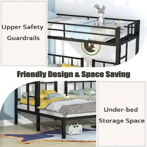 Harper & Bright Designs Triple Bunk Beds, Metal Triple Bunk Bed Twin Over Twin & Twin Size, 3 Bed Bunk Beds for Kids, Teens,Can be Separated into 3 Twin Beds, Black