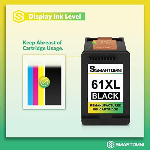 S SMARTOMNI 61XL Ink Cartridges Replacement for HP 61 61XL Black and Color Combo Pack for HP OfficeJet 2620 4630 4635 4639 Envy 4500 4501 5530 5535 DeskJet 1000 2050 2514 2540 2546P 3056A (2 Pack)