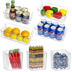 refrigerator organizer bins - hyjjlele 7 pack pantry organization and storage, bpa-free clear plastic bins for fridge, freezer, kitchen cabinet and countertops organizers