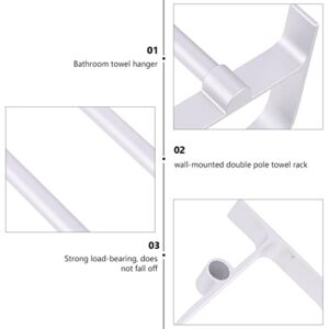 Cabilock 1 Set Hook White Holder Holders Clothes Nail Rod Mounted Cm Wrap Double Towel Rack Racks Free: Bar Punching Hanger Wall Steel Stainless Paper Robe Organizer Hangers Nail-Free