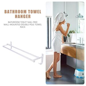 Cabilock 1 Set Hook White Holder Holders Clothes Nail Rod Mounted Cm Wrap Double Towel Rack Racks Free: Bar Punching Hanger Wall Steel Stainless Paper Robe Organizer Hangers Nail-Free