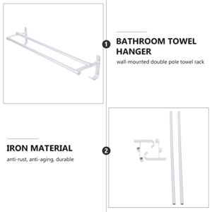 Cabilock 1 Set Hook White Holder Holders Clothes Nail Rod Mounted Cm Wrap Double Towel Rack Racks Free: Bar Punching Hanger Wall Steel Stainless Paper Robe Organizer Hangers Nail-Free