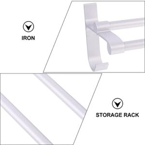 Cabilock 1 Set Hook White Holder Holders Clothes Nail Rod Mounted Cm Wrap Double Towel Rack Racks Free: Bar Punching Hanger Wall Steel Stainless Paper Robe Organizer Hangers Nail-Free