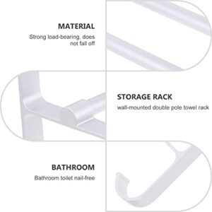 Cabilock 1 Set Hook White Holder Holders Clothes Nail Rod Mounted Cm Wrap Double Towel Rack Racks Free: Bar Punching Hanger Wall Steel Stainless Paper Robe Organizer Hangers Nail-Free