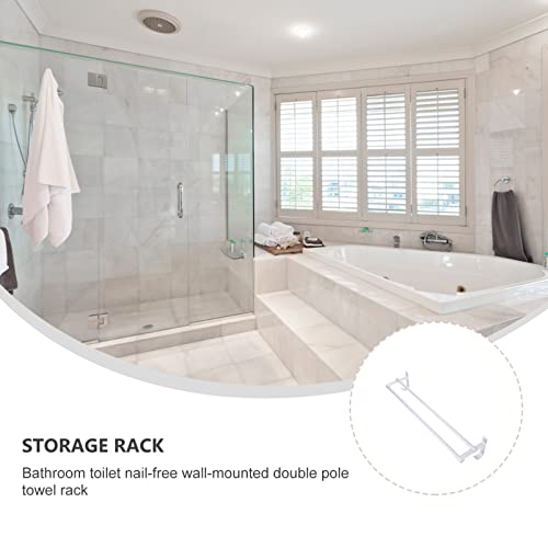 Cabilock 1 Set Hook White Holder Holders Clothes Nail Rod Mounted Cm Wrap Double Towel Rack Racks Free: Bar Punching Hanger Wall Steel Stainless Paper Robe Organizer Hangers Nail-Free