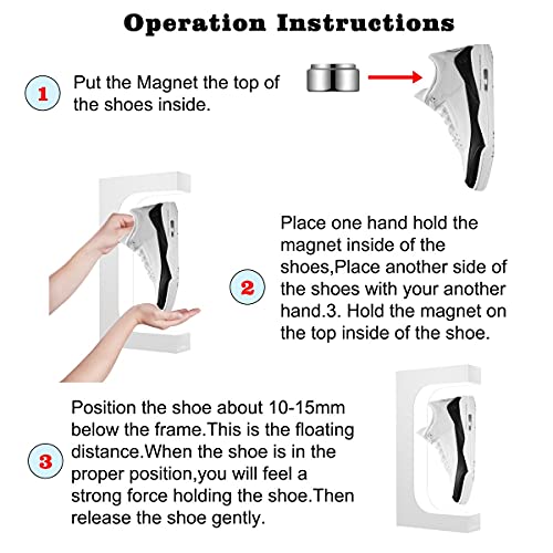 UVEHAS Floating Shoe Display, Levitating Rotating Sneaker Display Stand Acrylic Magnetic Suspension Shoe Display Holder with LED Light for Shoes Store Advertisement Exhibition Home Decor Gifts