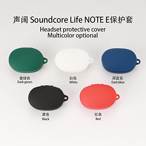 2 Pack DAYJOY Soft Silicone Protective Case Cover Compatible with Anker Soundcore Life Note E Earbuds, Protective Skin Sleeve with Carabiner (Black+Blue)