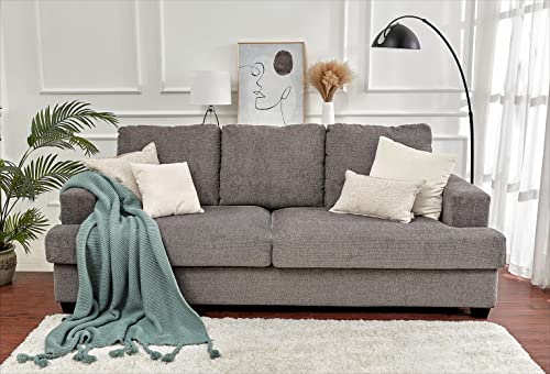 AMERLIFE Deep Seat Sofa-Contemporary Chenille Sofa Couch, 97" Wide 3 Seater for Living Room-Oversized Comfy Sofa, Grey