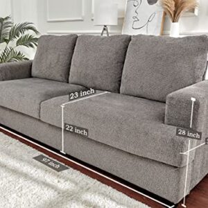 AMERLIFE Deep Seat Sofa-Contemporary Chenille Sofa Couch, 97" Wide 3 Seater for Living Room-Oversized Comfy Sofa, Grey