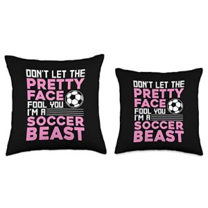 Best Soccer Gift Soccer Player Accessories & Stuff Cool Women Teen Girls Soccer Lover Player Sports Throw Pillow, 16x16, Multicolor