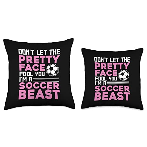 Best Soccer Gift Soccer Player Accessories & Stuff Cool Women Teen Girls Soccer Lover Player Sports Throw Pillow, 16x16, Multicolor