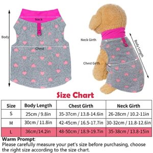 Rbenxia 1 Piece of Grey Dog Heart Sweater with Leash Ring Soft Fleece Vest Dog Pullover Warm Jacket Pet Dog Clothes Winter Dog Outfits for Small Puppy Cat Pets (Large)