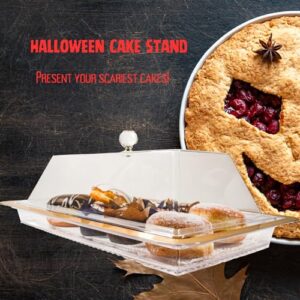 Glitz Halloween Acrylic Cake Stand with Dome Lucite Serving Tray with Lid Wedding Cake Stand with Cover Dessert Stands with Doilies Pastry Display Tray Party Cake Plate with Dome Cookie Tray