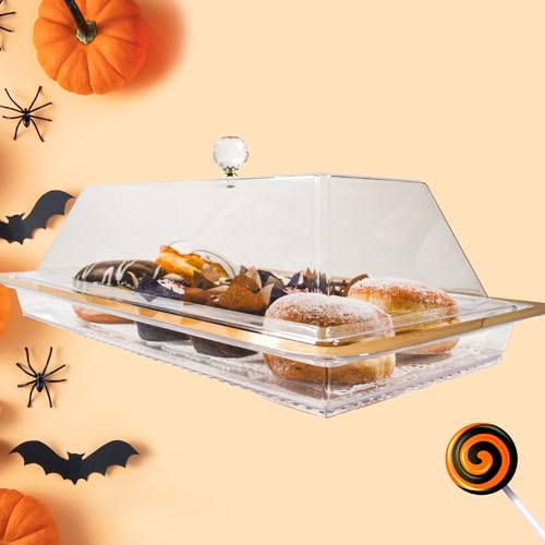 Glitz Halloween Acrylic Cake Stand with Dome Lucite Serving Tray with Lid Wedding Cake Stand with Cover Dessert Stands with Doilies Pastry Display Tray Party Cake Plate with Dome Cookie Tray