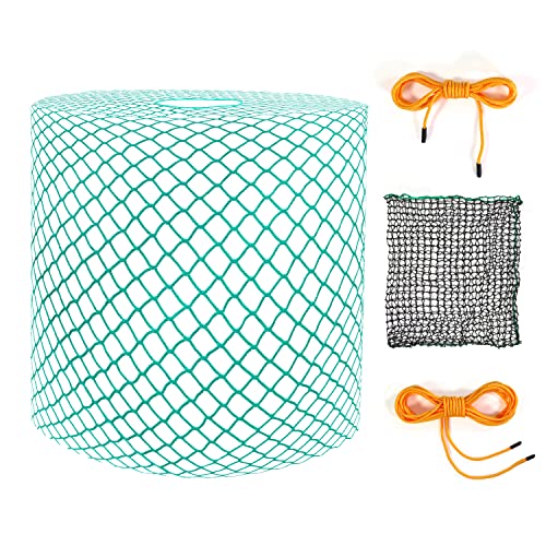 Shape New Round Hay Bale Feeder Net 6 x 6 Feet - Knotless Double Weave, Slow Feed, Reduce Waste - with Black Hanging Net Included.