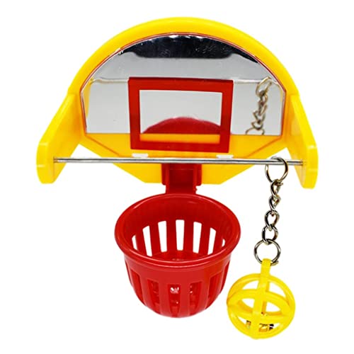 Qianly Bird Training Basketball Stacking Foraging Toy Cockatiel Cage Education Toy, Yellow, 93x50x110mm