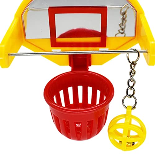 Qianly Bird Training Basketball Stacking Foraging Toy Cockatiel Cage Education Toy, Yellow, 93x50x110mm