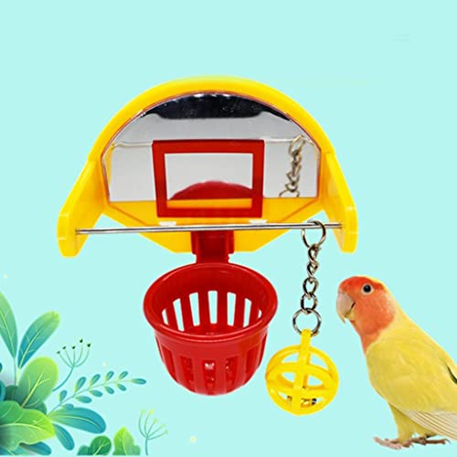 Qianly Bird Training Basketball Stacking Foraging Toy Cockatiel Cage Education Toy, Yellow, 93x50x110mm