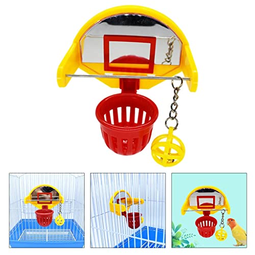 Qianly Bird Training Basketball Stacking Foraging Toy Cockatiel Cage Education Toy, Yellow, 93x50x110mm