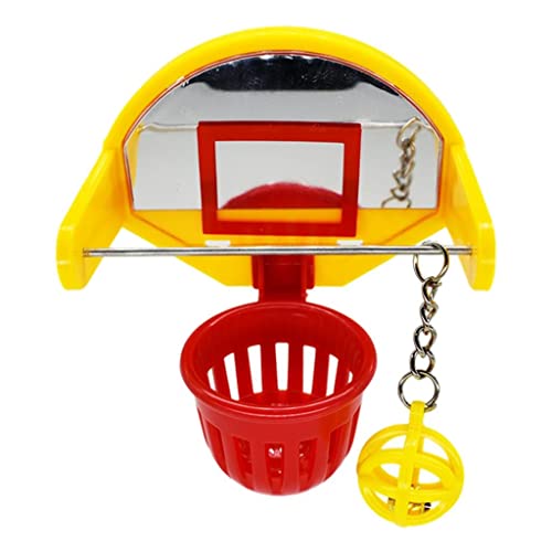 Qianly Bird Training Basketball Stacking Foraging Toy Cockatiel Cage Education Toy, Yellow, 93x50x110mm