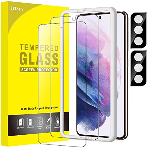 JETech Screen Protector for Samsung Galaxy S21 6.2-Inch with Camera Lens Protector, Easy Installation Tool, Tempered Glass Film, HD Clear, 2-Pack Each