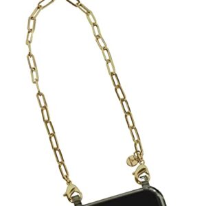 Luna Lucia Gold Wristlet Cell Phone Holder, Lanyard, Bracelet, Tether, Chain, Strap or Around the Wrist Holder | Like Emily in Paris | With Clear iPhone 13 Phone Case | Great Gift