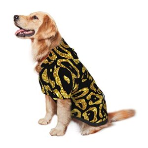 Large Dog Hoodie Jaguar-Glitter-Gold-Skin Pet Clothes Sweater with Hat Soft Cat Outfit Coat X-Large